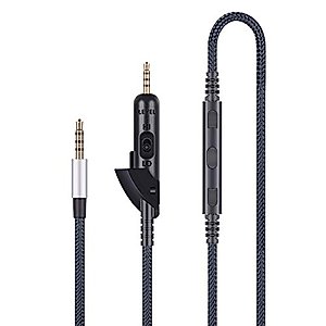 ABLET Audio Cable Replacement Cord with in-Line Mic Remote Volume Control Compatible with Bose QC15 QuietComfort 15 Headphones, Audio Cord Compatible with iPhone