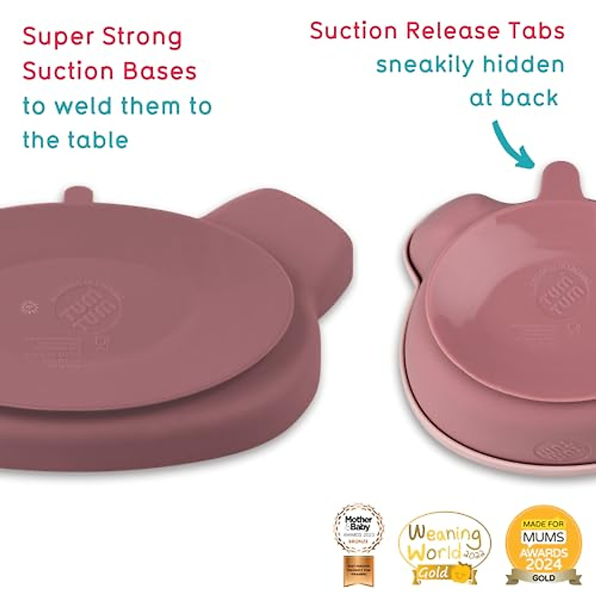 TUM TUM Baby Dinner Set for Weaning, Includes Silicone Suction Plate & Bowl, Baby Cutlery, 6 Months Plus, Dishwasher Safe, BPA Free (Betsy Bear)