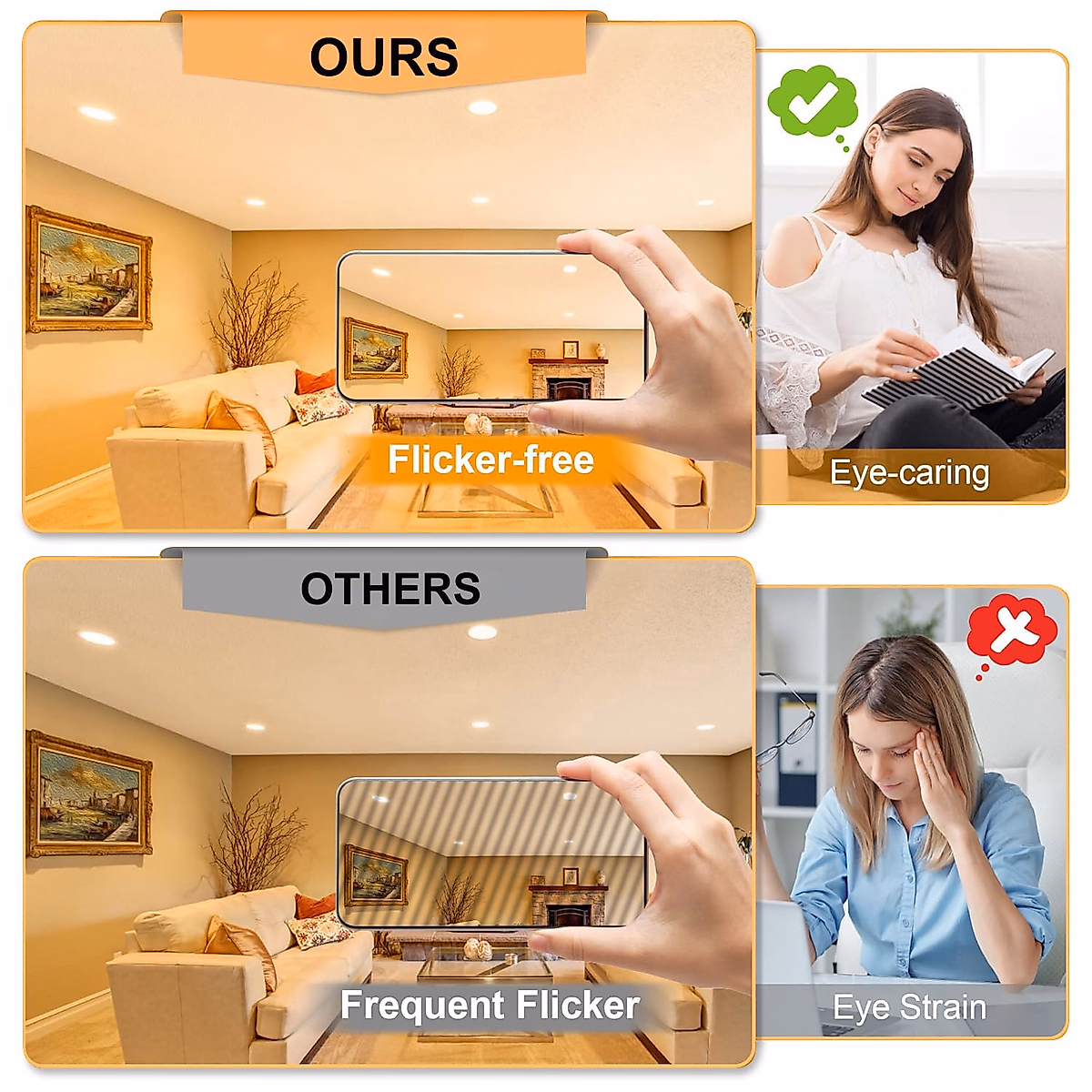 Vannise Halogen Light Bulbs E26 PAR16 - High Output 350LM PAR16 Bulb 39W, Equivalent 45W, 6PCS Long Lasting PAR16 Flood Bulb Dimmable with 2800K Warm White, PAR16 Halogen Bulb 39w for Ceiling Lights