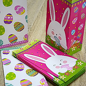 Easter Paper Bags for Kids - 20 Pack Easter Egg Bunny Party Bags for Easter Party, Birthday Party, White/Red Style by Lucky Party