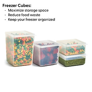 W&P Freezer Cubes- Set of 3 | Reclaim Your Freezer With Tidy Stackable Frozen Food Containers | 16oz, 40oz, 64 oz | Freezer safe, BPA Free, Dishwasher Safe, Microwave Safe