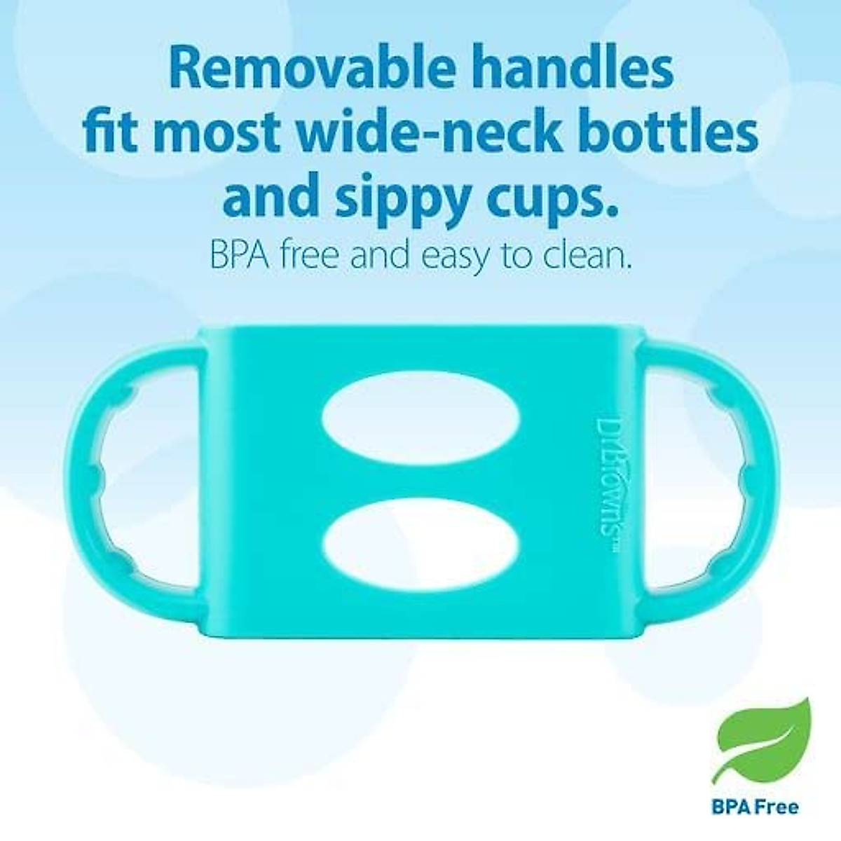 Dr. Brown's Milestones 100% Silicone Baby Bottle Handles, Wide-Neck, Removable Easy-Grip Transitional Sippy Cup Handles, Gray, 4m+, 1 Pack