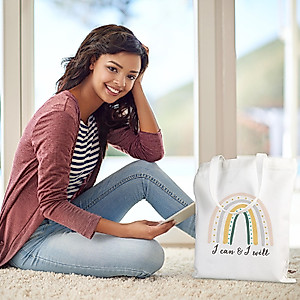 Woanger 10 Pcs Employee Appreciation Gifts Inspirational Canvas Tote Bags Rainbow Bags for Staff Thank You Gifts(Rustic Style)