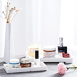 3 Pieces Bathroom Vanity Tray, Ceramic Vanity Tray Marble Decor Bathroom Tray Vanity Display Tray Decorative Paper Towel Tray Ceramic Jewelry Tray Rectangle Perfume Tray for Bathroom Accessory (White)