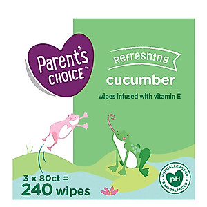 Parent's Choice Baby Wipes Refreshing Cucumber 240 Ct w/ Aloe