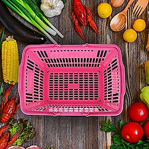 POPETPOP Shopping Basket, Grocery Baskets With Handles, Shelf Baskets, Merchandise Storage Basket Stackable Basket Set with Handles for Shop Home Storage, Shopping Baskets for Retail Store