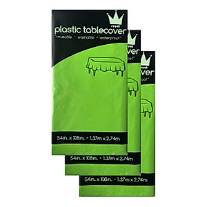 ROYAL7 3 Pack Lime Green, Rectangle Disposable Plastic Tablecloth for Picnic, Birthday, BBQ, Party, Wedding (Lime Green, Rectangle, 54in. X108in.)