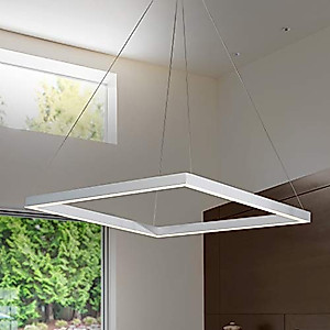 VONN VMC31620AL Atria 20" LED Chandelier, Adjustable Suspension Fixture, Modern Square Chandelier Lighting in Silver