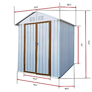 Evedy 6' x 4' Outdoor Storage Shed, Metal Tool Sheds, Heavy Duty Storage House with Door & Lock for Backyard Patio Lawn to Store Bikes, Tools, Lawnmowers