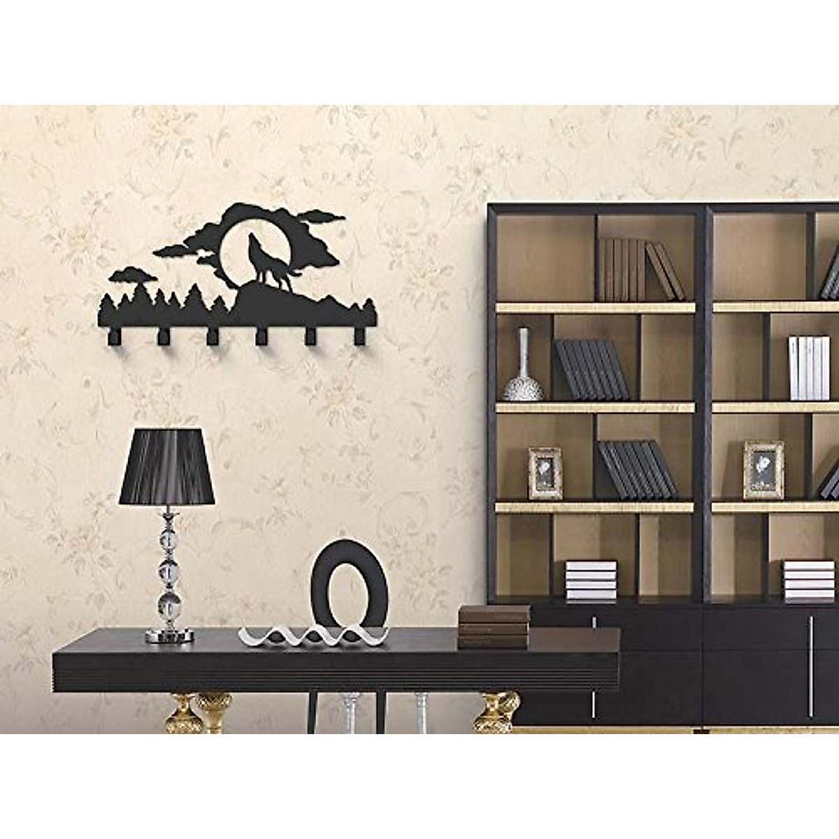 Wander Agio Wolf Moon Metal Wall Mounted Bag Hanger Coat Rack Clothing Hooks Hanging Racks Black