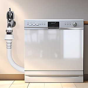 iFealClear Dishwasher Faucet Adapter, Faucet Adapter for Portable Washer, Portable Dishwasher Snap Aerator Adapter, 55/64-27 Female and 15/16-27 Male Thread for Kitchen/Bathroom/Rvs, Chrome-2 Pack