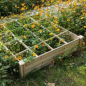 Outsunny 4ft x 4ft Raised Garden Bed, Wooden Planter Box with Segmented Growing Grid for Plants & Herbs, Natural Wood