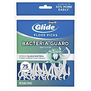 Oral-B Glide Bacteria Guard Dental Floss Picks, Mint, 75 Picks (Pack of 4)