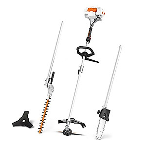 SUNSEEKER 26cc Weed Eater/Wacker Gas Powered, 4 in 1 String Trimmer, Wheeled Edger, Hedge Trimmer and Brush Cutter Blade, Multi Yard Care Tools, Rubber Handle & Shoulder Strap Included