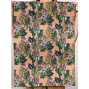 CENTRAL 23 Floral Wrapping Paper - Bird Wrapping Paper - 6 Sheets of Gift Wrap - Tropical Leaves Zebra and Parrot - Pink Green - Comes With Fun Stickers