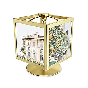 Umbra Rocker 360-degree Rotating Cube Multi Picture Frame, Regular, Brass
