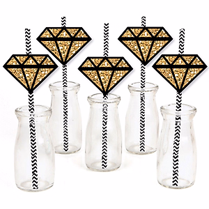Big Dot of Happiness Girls Night Out Paper Straw Decor - Bachelorette Party Striped Decorative Straws - Set of 24