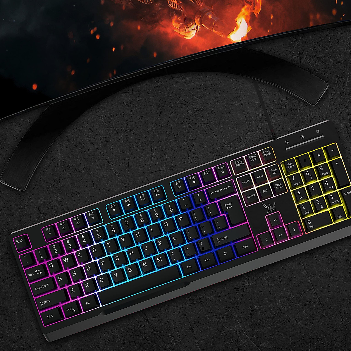 ZADEZ Membrane Gaming Keyboard - G-850K - PC Gaming Keyboard, RGB LED Backlit Keyboard with Multimedia Keys for Windows, Laptop, PC Gamers, Black