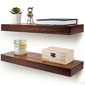 HOMESAURUS Floating Shelves Set of 2 Wall Mounted Shelves for Bedroom Decor, Bathroom Set, Living Room Decor and Kitchen Wall Shelves Decoration - Storage Shelf Rack & Display Shelves Decorations