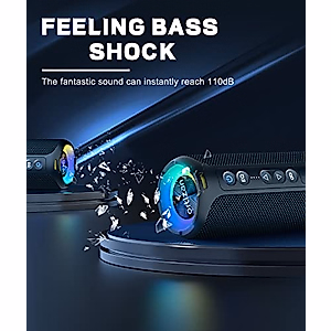 Bluetooth Speakers, Ortizan 40W Loud Stereo Portable Wireless Speaker, IPX7 Waterproof Shower Speakers with Deep Bass/LED Light/30H Battery/TF Card/AUX, True Wireless Stereo Speaker for Indoor&Outdoor