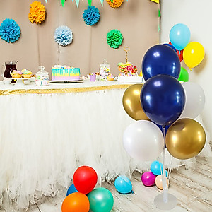 lkrzoa 2 Packs balloons Stand kit Table Decorations Gold Blue White Balloons Table Centerpiece Supplies for Christmas New Year Wedding Anniversary Graduation Birthday Shower Baby Party