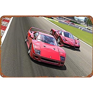 Ferrari F40 '92 Metal Tin Sign Vintage Wall Art Decoration Living Room Bathroom Kitchen Game Poster Decor 8 * 12 Inches
