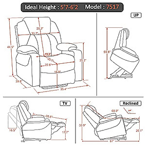 MCombo Large Power Lift Recliner Chair with Massage and Heat for Elderly Big and Tall People, 3 Positions, 2 Side Pockets, and Cup Holders, USB Ports, Faux Leather 7516 (Large, Cream White)