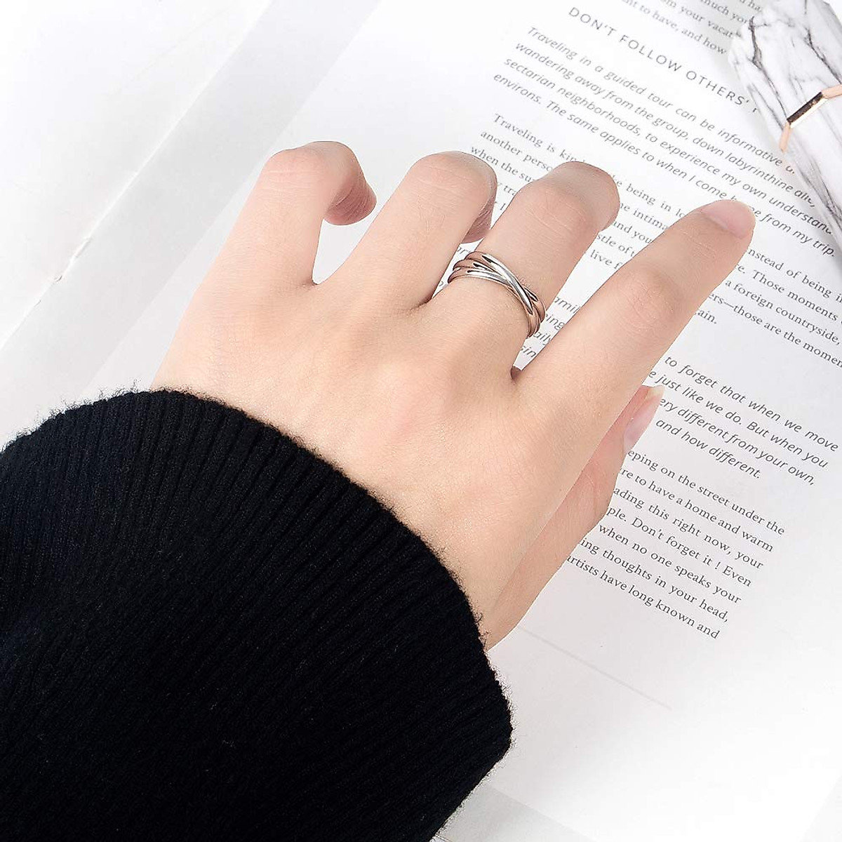 Dankadi Minimalist 100% 925 Silver Ring-Women's Sterling Silver Triple Ring Ring-Glamour Jewelry 5# -11# Cocktail Party Ring Unisex Accessories (9)
