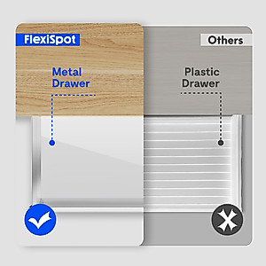 FLEXISPOT Comhar Electric Standing Desk with Drawers Charging USB Port, Height Adjustable 48" Whole-Piece Quick Install Home Office Computer Laptop Table with Storage (Maple Top + White Frame)