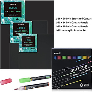 MEEDEN Acrylic Painting Set, Acrylic Paint Set with French Easel, 15x100ML Acrylic Paints, Paintbrushes, Stretched Canvases, Acrylic Painting Supplies,Easel Sets for Painting for Adults