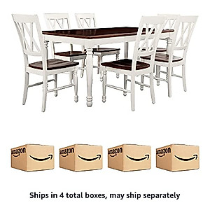 Crosley Furniture Shelby Dining Set with Table and Extension Leaf, 7-Piece (6 Chairs), Distressed White