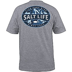 Salt Life Atlas Badge Short Sleeve Classic Fit Shirt, Athletic Heather, X-Large