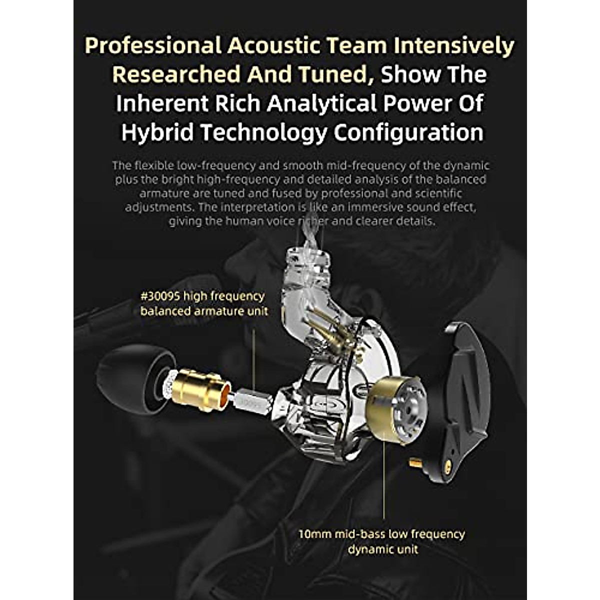 KZ ZSN PRO X IEM Earphones Dual Driver in Ear Monitor 1BA 1DD Wired Earphones HiFi Gaming Earbuds for Phone Computer Tablet