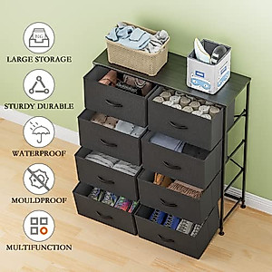 JUMMICO Tall Wide 8 Drawers Dresser for Bedroom, Dormitory (Black)