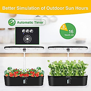 Hydroponics Growing System 12 Pods Indoor Herb Garden Kit with Led Grow Light Automatic Timer Smart Germination Kit Garden Planter 4L Large Leakproof Water Tank