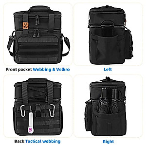 WU Insulated Large Lunch Bag 15L 18L Adjustable Dry Wet Separation Lunch Box Heavy Duty Waterproof Leakproof Soft Cooler Food Bag Kit, Black