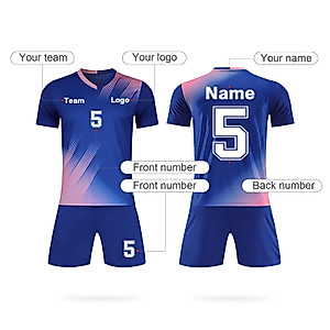 LAIFU Custom Soccer Jersey for Kids Soccer Uniforms for Men Women with Name Team Number Logo Sapphire Blue 4X-Small