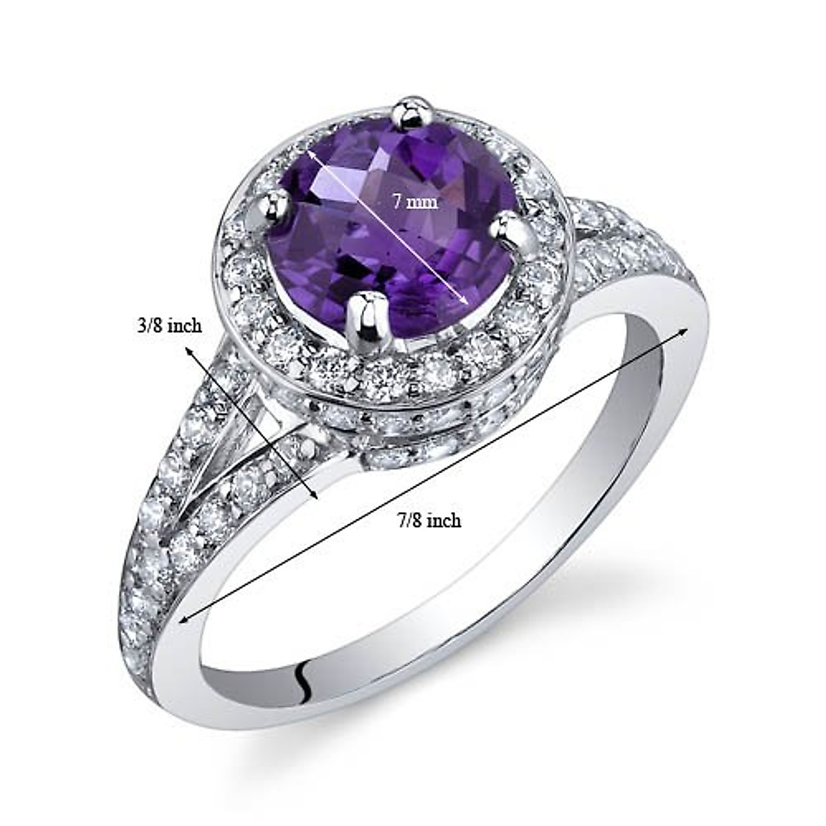 PEORA Majestic Sensation 1.25 Carats Amethyst Ring in Sterling Silver Size 9