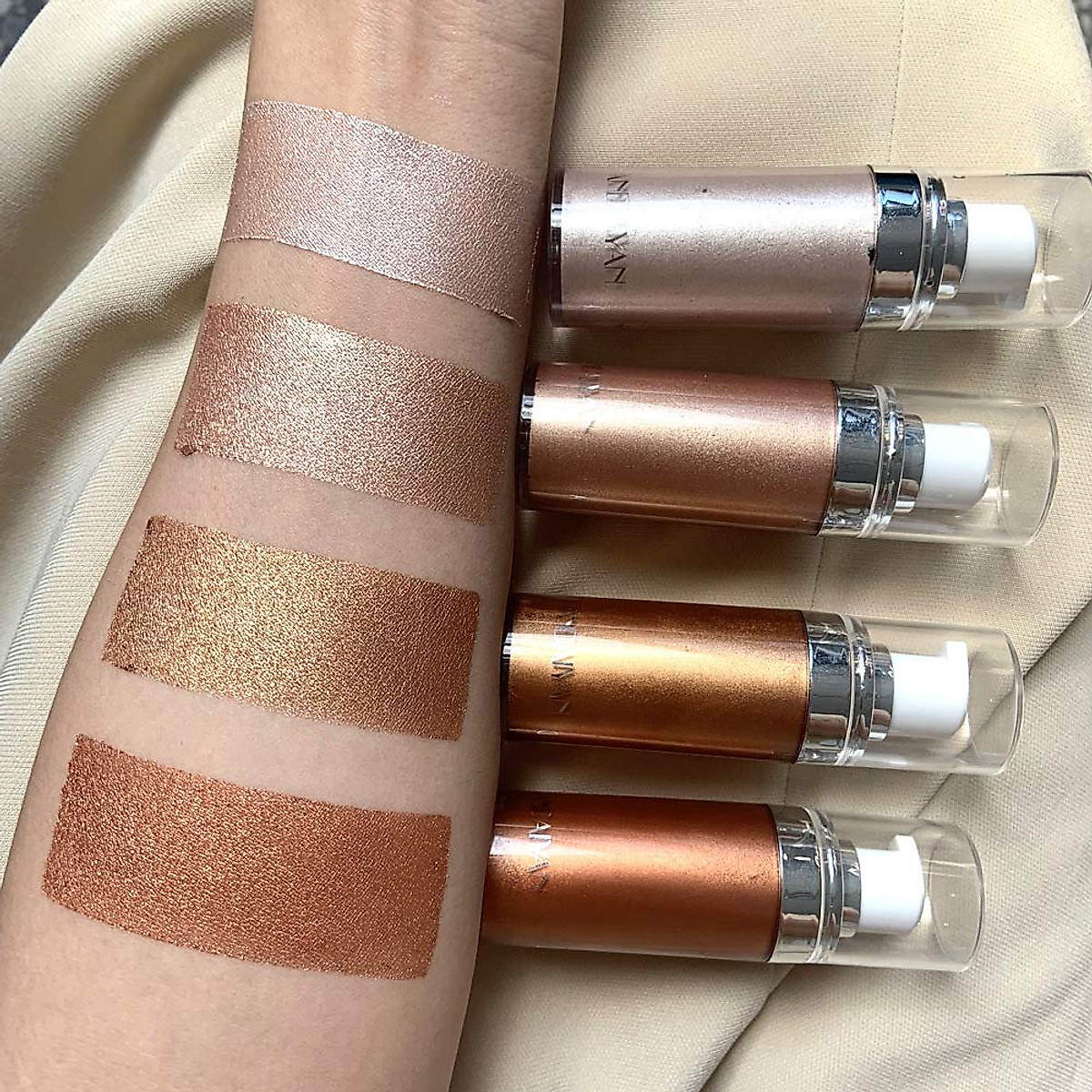 MIESCHER Body Face Luminizer Highlighter Cream Spray Liquid Bronzer Illuminator Glow Glistening Makeup Foundation Cheekbone & Blush Liquid Highlighter Bronzer Smooth Shimmer Glow Makeup(#2 Rose Gold)