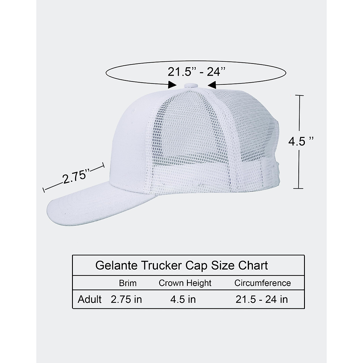 Gelante Mesh Trucker Baseball Cap Structured Front Panel Wholesale LOT 12 Pack TR001 White
