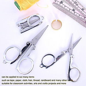 Foldable Small Scissors,Portable Mini Travel Scissor,Big Size Stainless Steel Folding Scissor with Keychain Pointy Small Sewing Fold Up Scissors Craft Camping 4 pack
