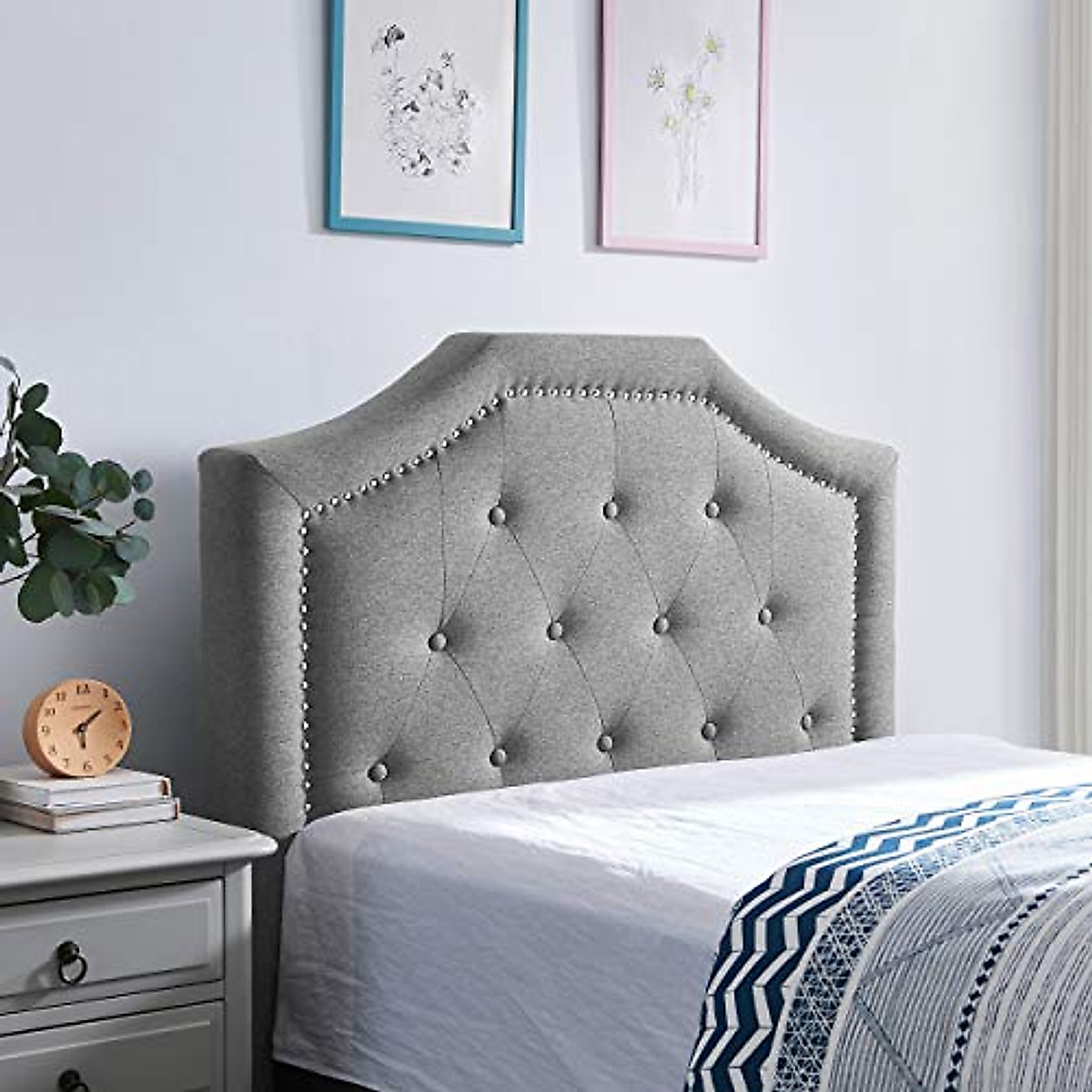 Christopher Knight Home Rachel Upholstered Twin Headboard, Charcoal Gray, Black