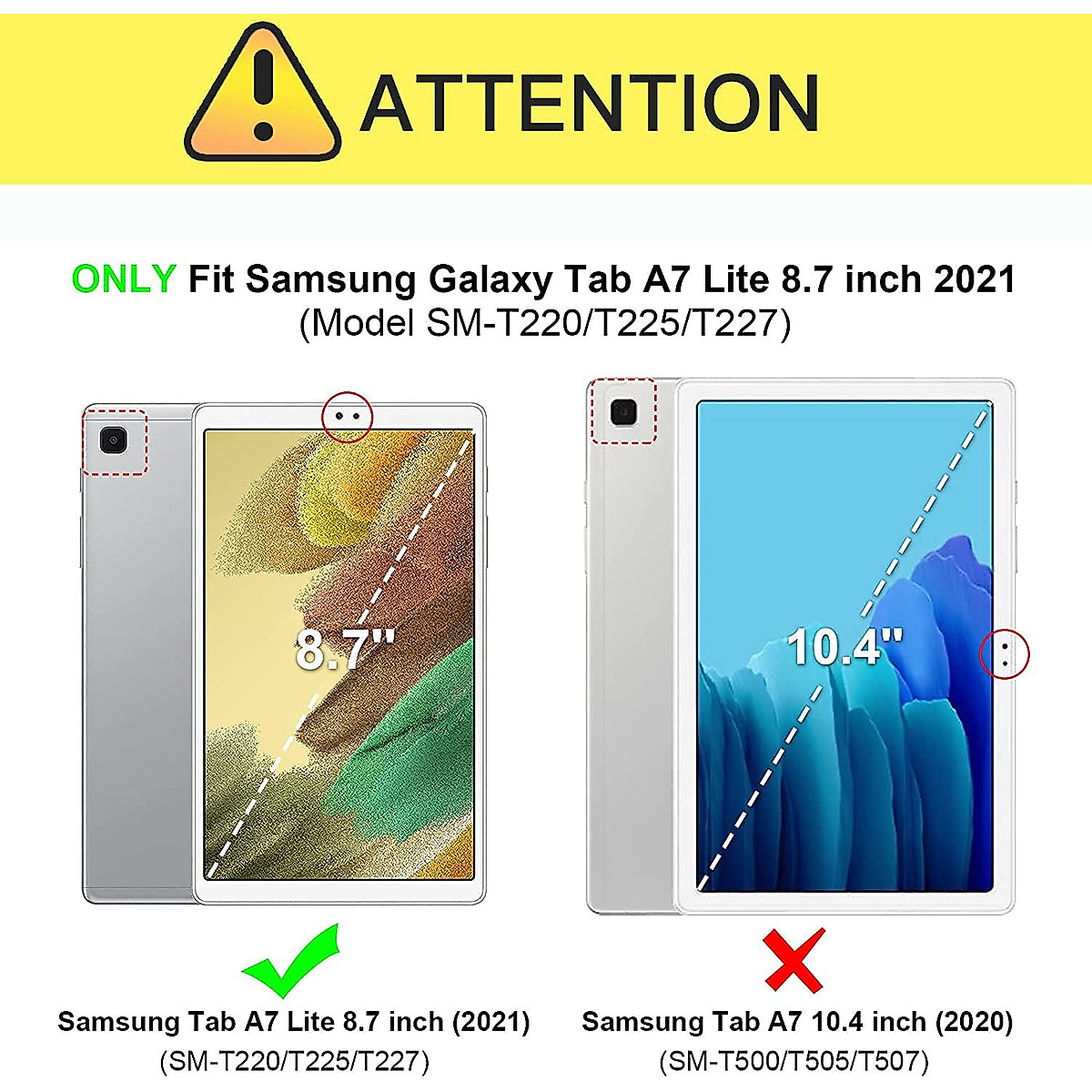 Azzsy Case for Samsung Galaxy Tab A7 Lite 8.7 Inch 2021 (SM-T220/T225), Slim Heavy Duty Shockproof Rugged High Impact Protective Case,Black