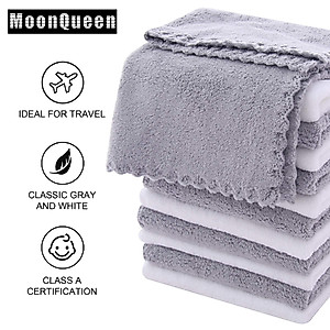 MOONQUEEN Microfiber Facial Cloths Fast Drying Washcloth 12 pack - Premium Soft Makeup Remover Cloths - Highly Absorbent