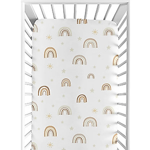 Sweet Jojo Designs Neutral Boho Rainbow Girl Boy Unisex Fitted Crib Sheet Baby or Toddler Bed Nursery - Mustard Yellow Pumpkin Orange Bohemian Sunshine Modern Vintage Beige Gold Taupe Tan
