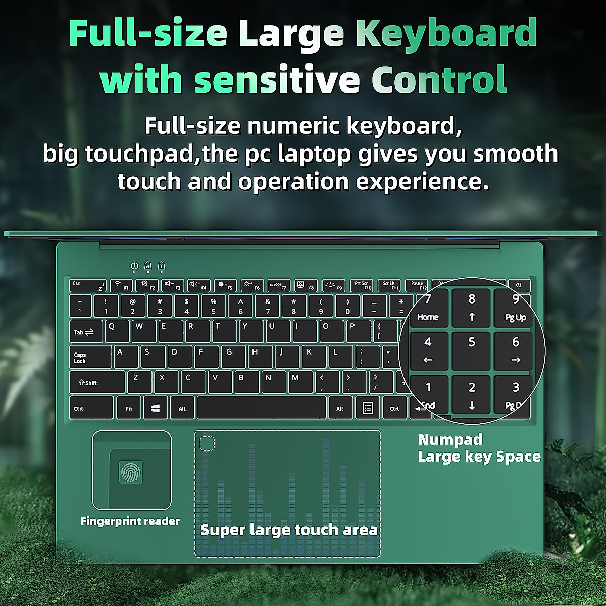 Versatile 16" Green Laptop, Win 11 Pro/Office 2019, Celeron N5105, 16GB RAM, 1TB SSD, FHD IPS Display, Backlit KB, Fingerprint Unlock, USB 3.0, HDMI, Perfect for Work, Play, and Creative Ventures!