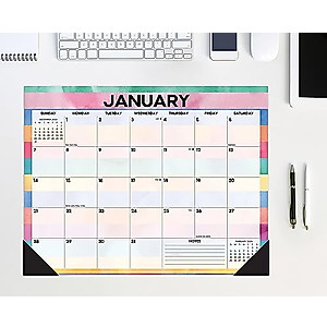 Willow Creek Press Watercolor Stripes Monthly 2024 Deskpad Calendar (22" x 17")