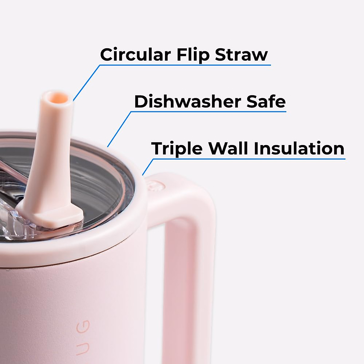 HydroJug Traveler - 20 oz Water Bottle with Handle & Flip Straw - Fits in Cup Holder, Leak Resistant Tumbler-Reusable Insulated Stainless Steel & Rubber Base - Gifts for Women & Men, Bubblegum