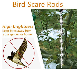 Bird Scare Rods, Anti-Collision Bird Reflective Strip Hanging Decor Device to Deterrent Prevent Woodpecker Owl Strikes, 6 Pcs