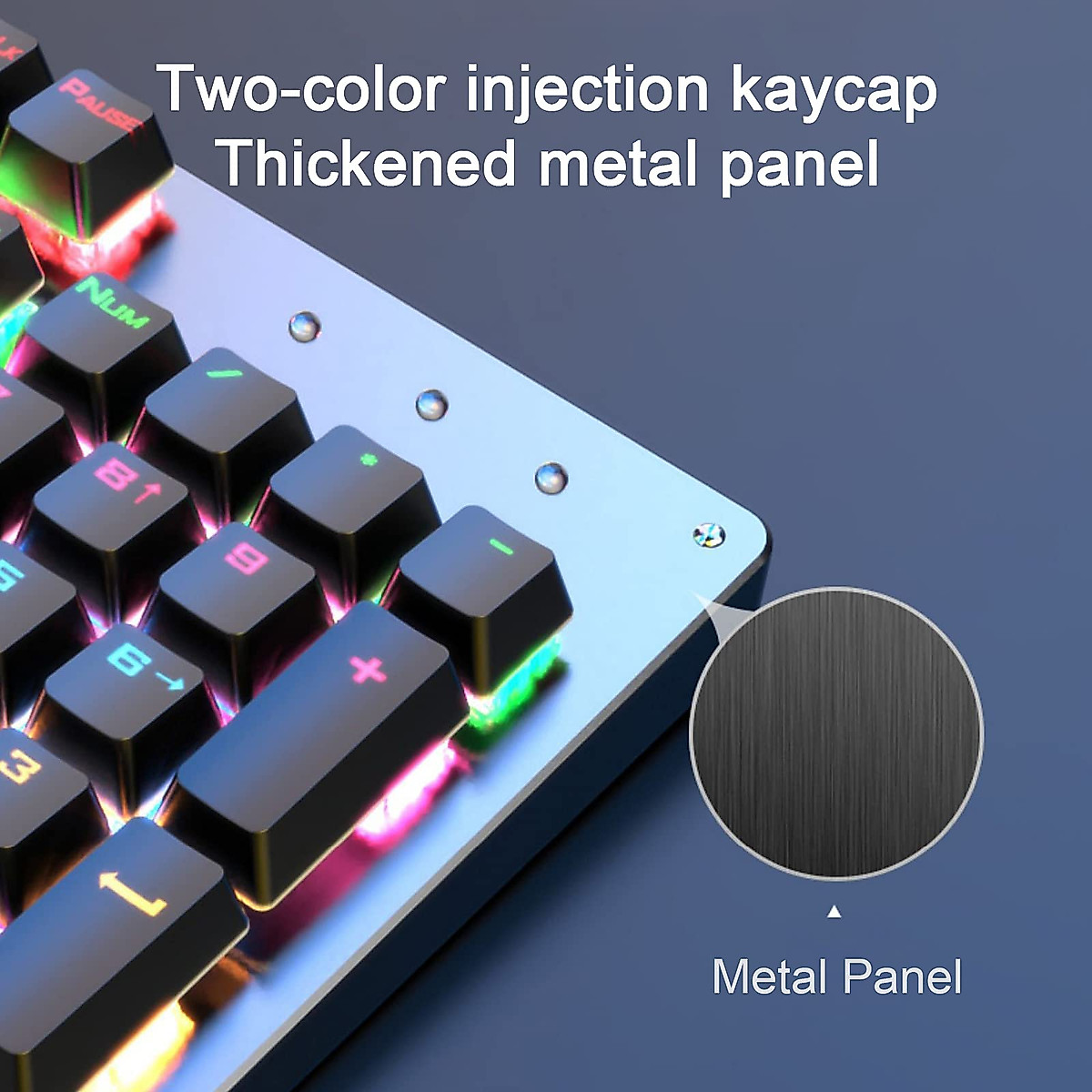 HotTopStar Wired Mechanical Gaming Keyboard, Computer Gaming Keyboards, USB Wired Mechanical LED Keyboard Rainbow Backlit Keyboards Black Axis for PC and Desktop Computer (104 Keys, Black)